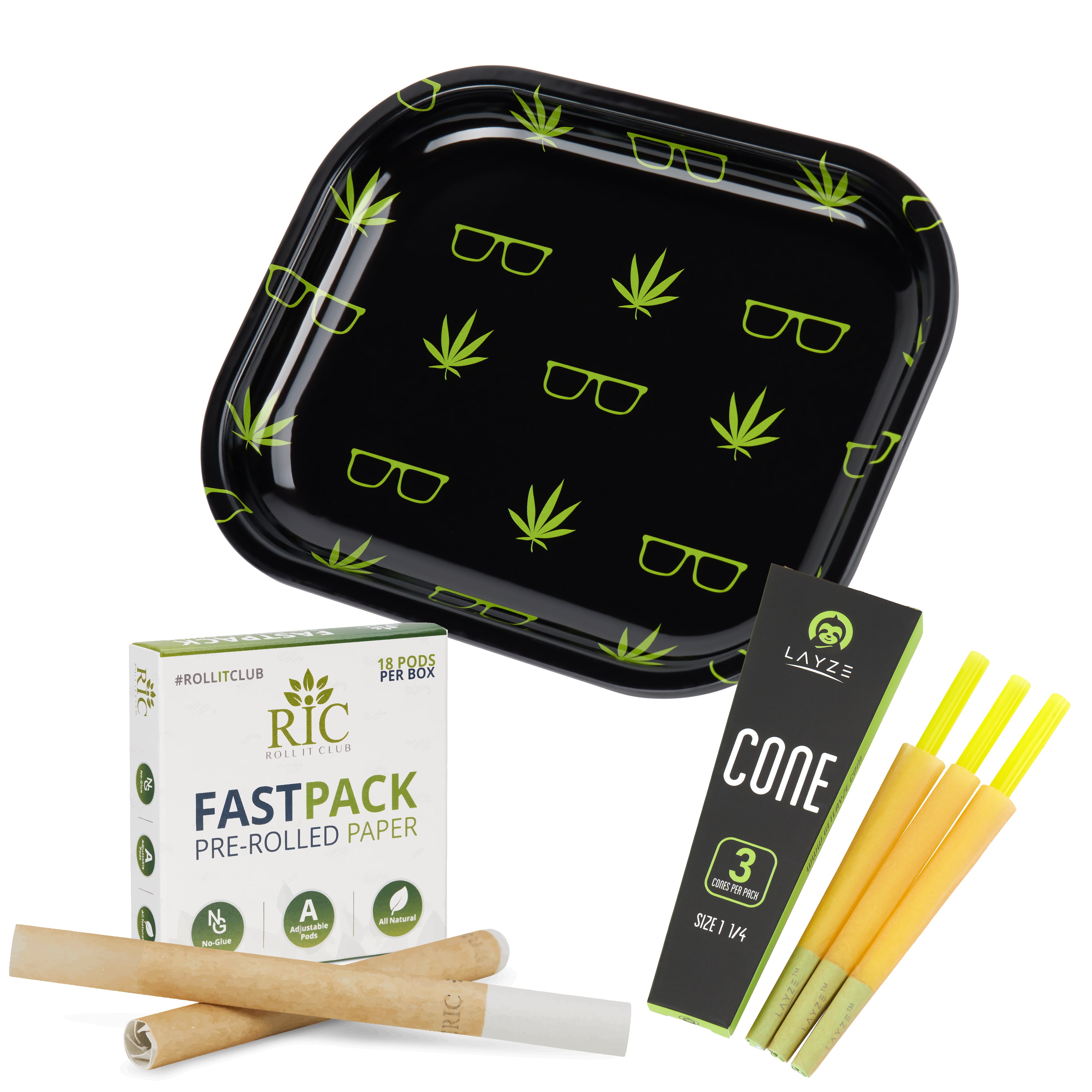 Cone Rolling Tray Bundle (SM) includes Rolling Cones and Paper